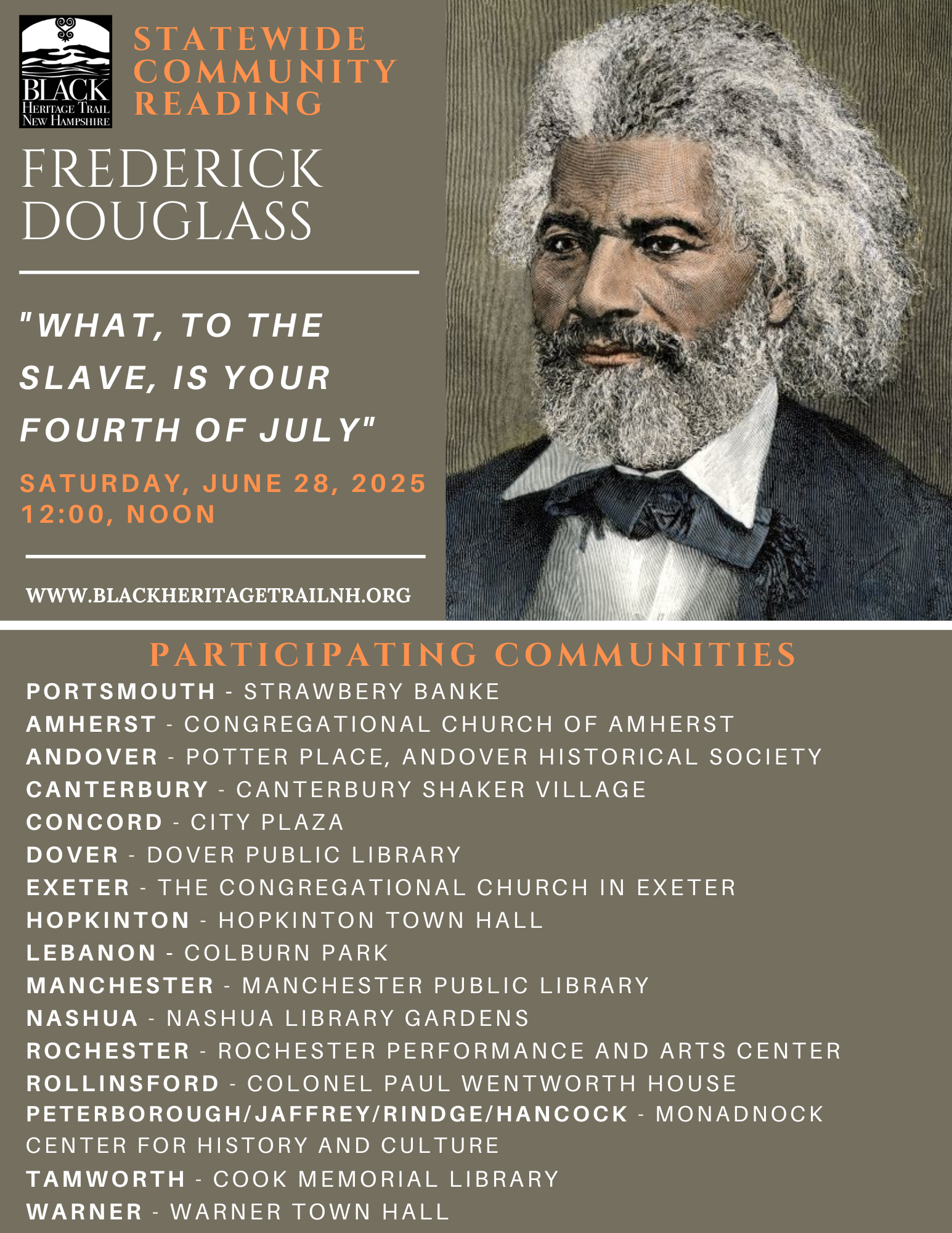 "What to the Slave is Your Fourth of July?” NH Communities Come ...